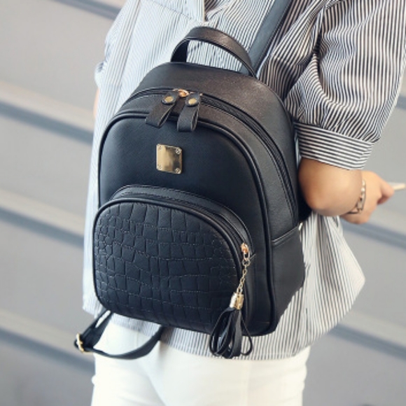 Bags | New Boutique Black Faux Leather Mini Backpack | Poshmark